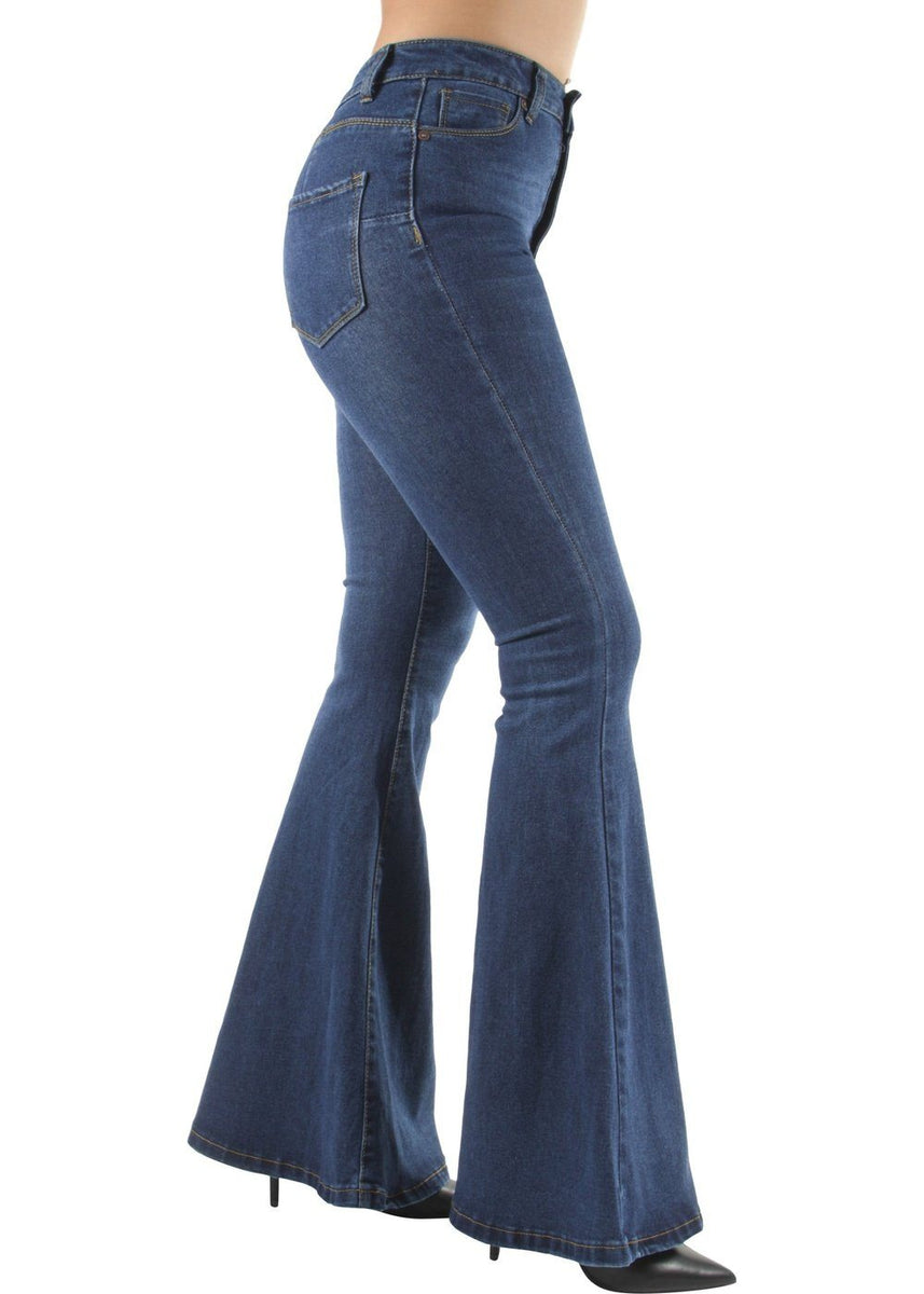 Women's Plus Size Bell Bottom High Waist Flared Bootleg Jeans ...