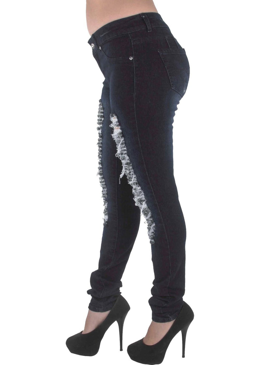 Style M486P – Plus Size Mid Waist Colombian Design Butt lift Ripped ...